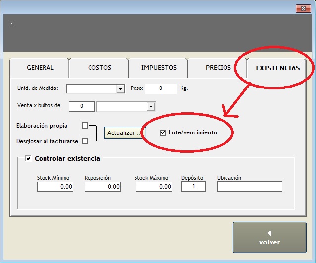 Lotes y vencimientos - sistema de facturación GESTIONPRO